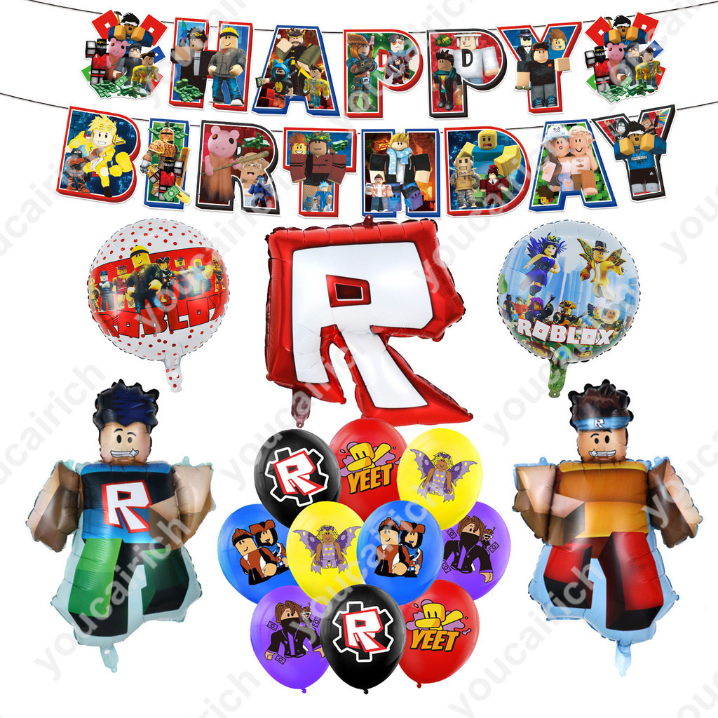 Roblox Theme Kids Birthday Party Decorations Game Robx Foil Balloon ...