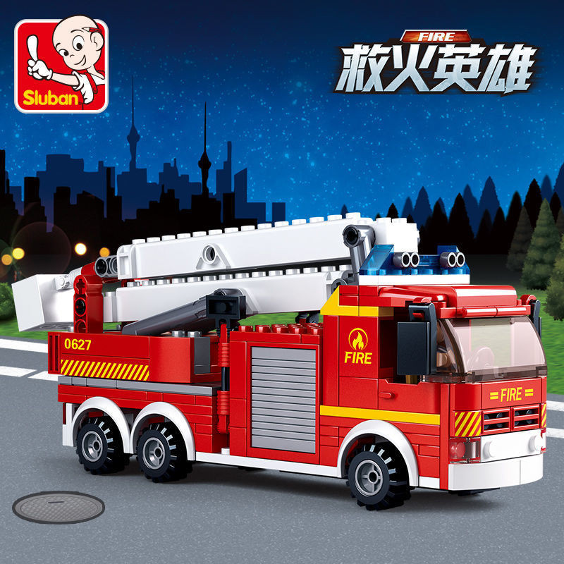 Little Luban assembled building blocks fire alarm climbing platform ...