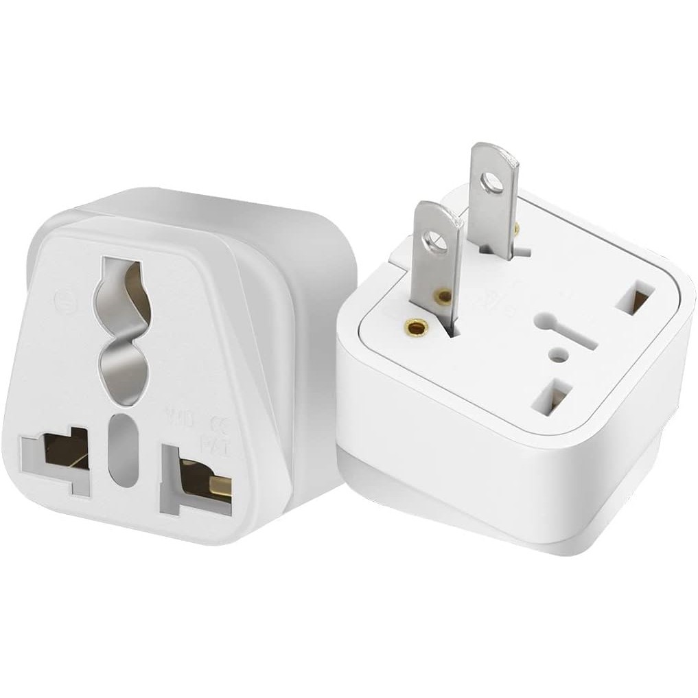 2 PIN USA NEMA 1-15P Plug to UK/US/EU/AUS Socket Travel Conversion ...