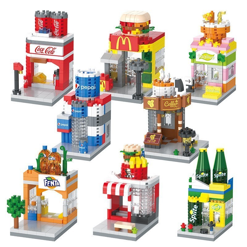 Compatible with Small Particles Gourmet Snacks Street Building Block ...