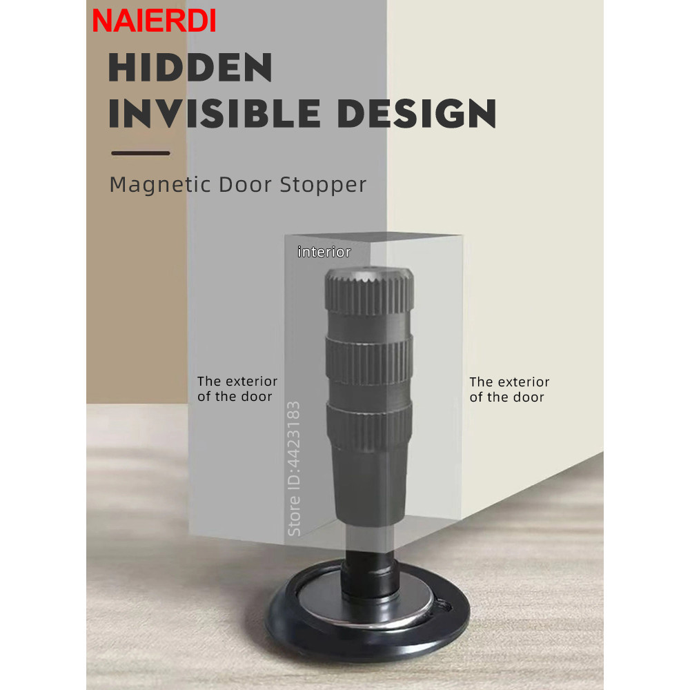NAIERDI Magnetic Invisible Door Stop Heavy Duty Concealed Door Stopper ...