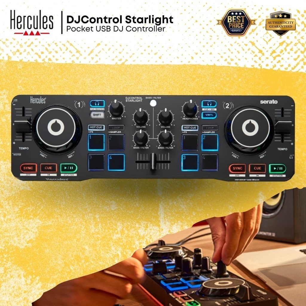 Hercules DJ DJControl Starlight Pocket USB DJ Controller with Serato DJ ...