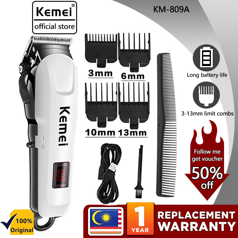 Kemei KM-809A Electric Hair Clipper Hair Cutting maching Wireless Trimmer Men Professional ...
