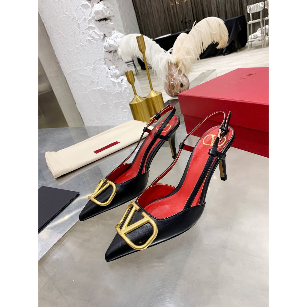 Valentino Classic Color Matching Ladies High Heels With V Buckle ...