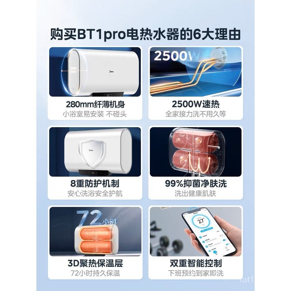 Midea Flat Barrel Pemanas Air Elektrik Jenis Storan untuk Sewa Rumah ...