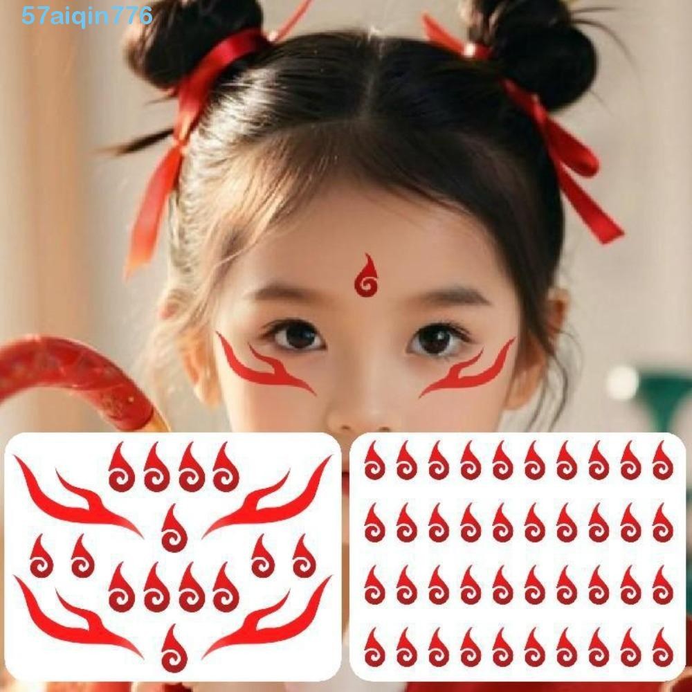AIQIN NeZha Forehead Tattoo Stickers, Waterproof Eye Face Makeup Decal NeZha Temporary Tattoo ...