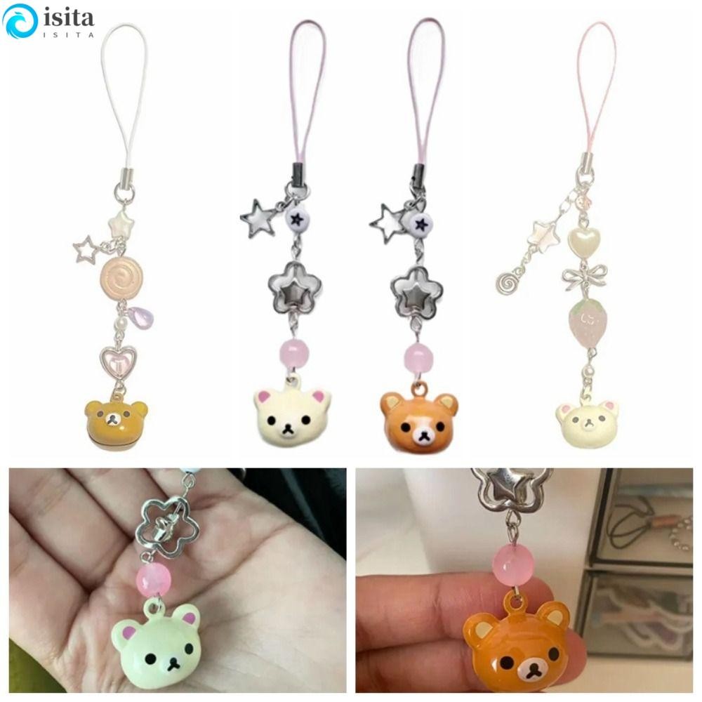 ISITA Beaded Phone Charm, Y2K Lanyard Decoration Rilakkuma Keychain ...