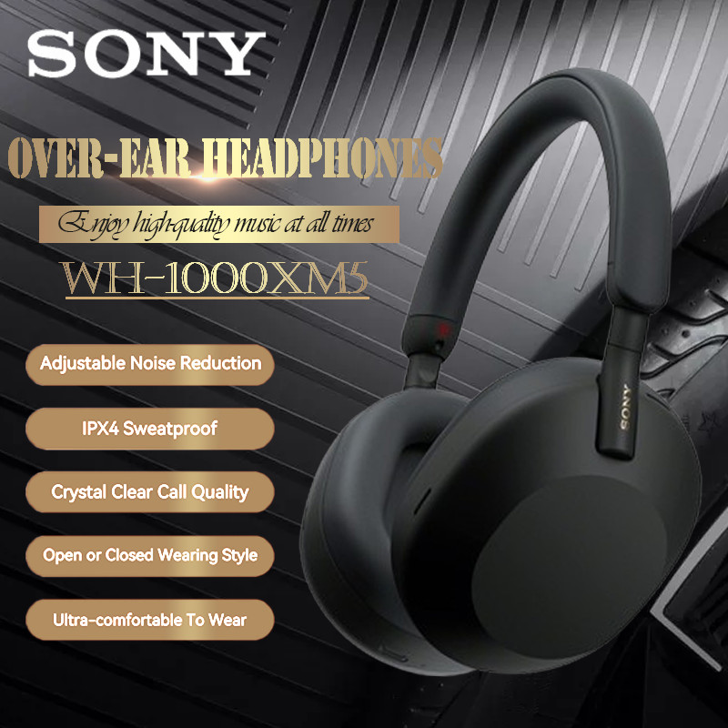 Sony WH-1000XM5 Wireless Bluetooth Headphones Noise Cancelling Earphones Built-in Microphone 360 ...