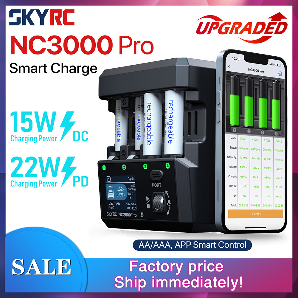 NEW SkyRC NC3000 Pro NiMH NiCd Battery Charger LED APP Control Smart Battery Charger | Shopee ...