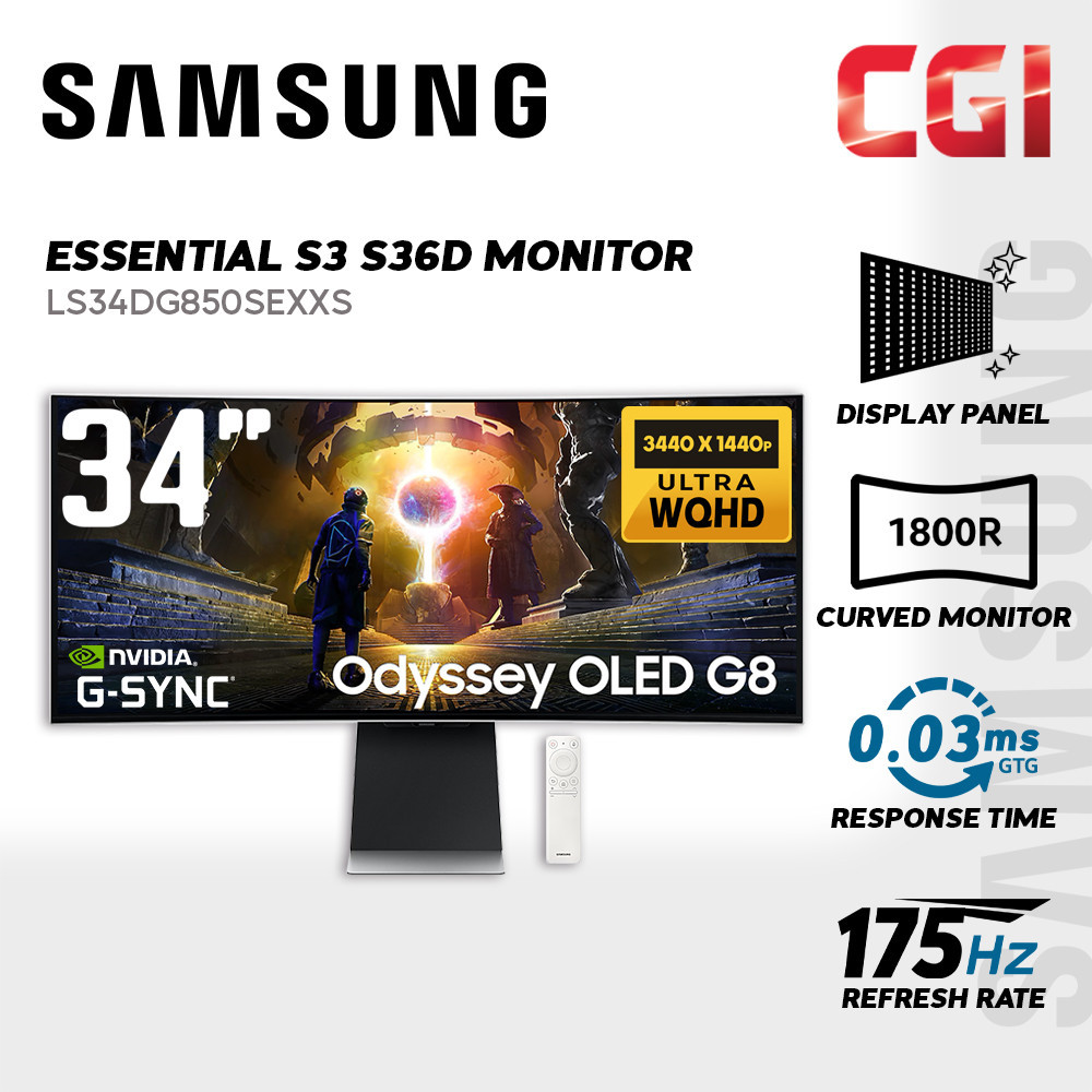 Samsung 34" LS34DG850SEXXS G8 G85SD Odyssey OLED 175Hz 0.03ms Ergonomic ...