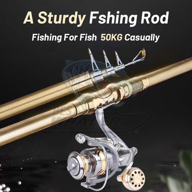 Fishing rod 2.1M-4.5M Fishing Rod Reel Set 5 Section Rod Fishing Sports ...