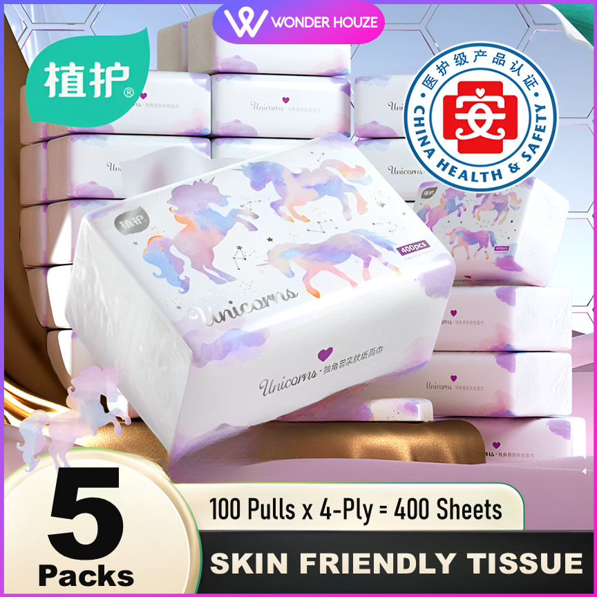 5 Packs BOTARE Unicorns Tissue Paper 4-Ply Soft Facial Tissues Tisu ...