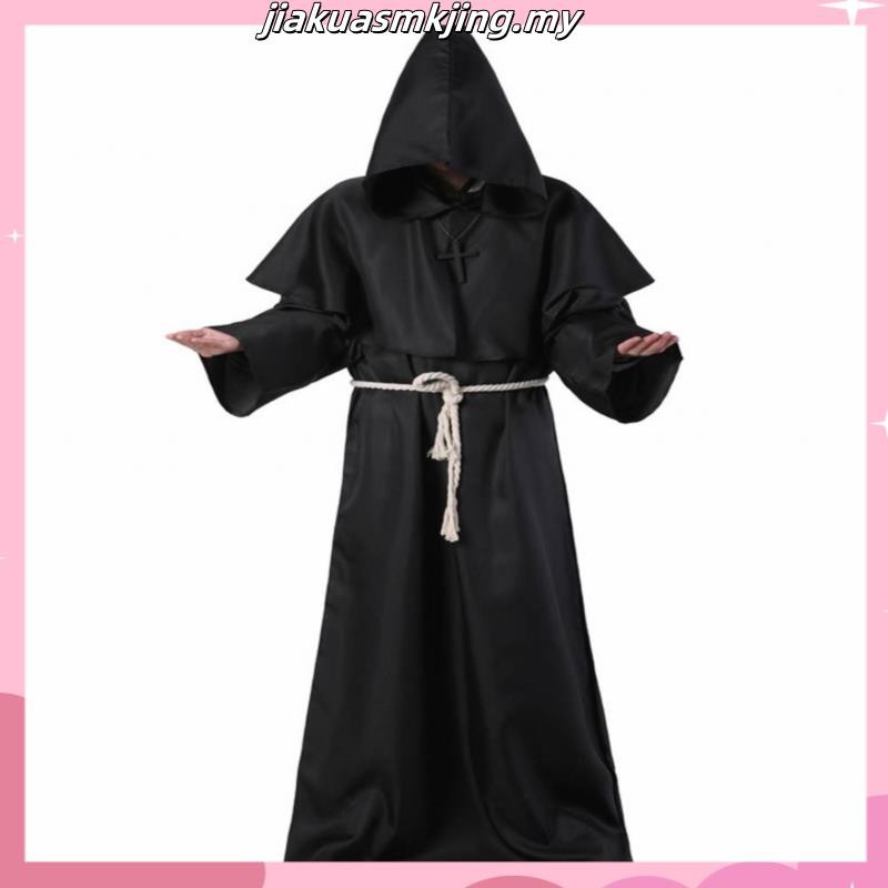 [Halloween Products]Black Hooded Robe for Cosplay,Friar Medieval Monk ...