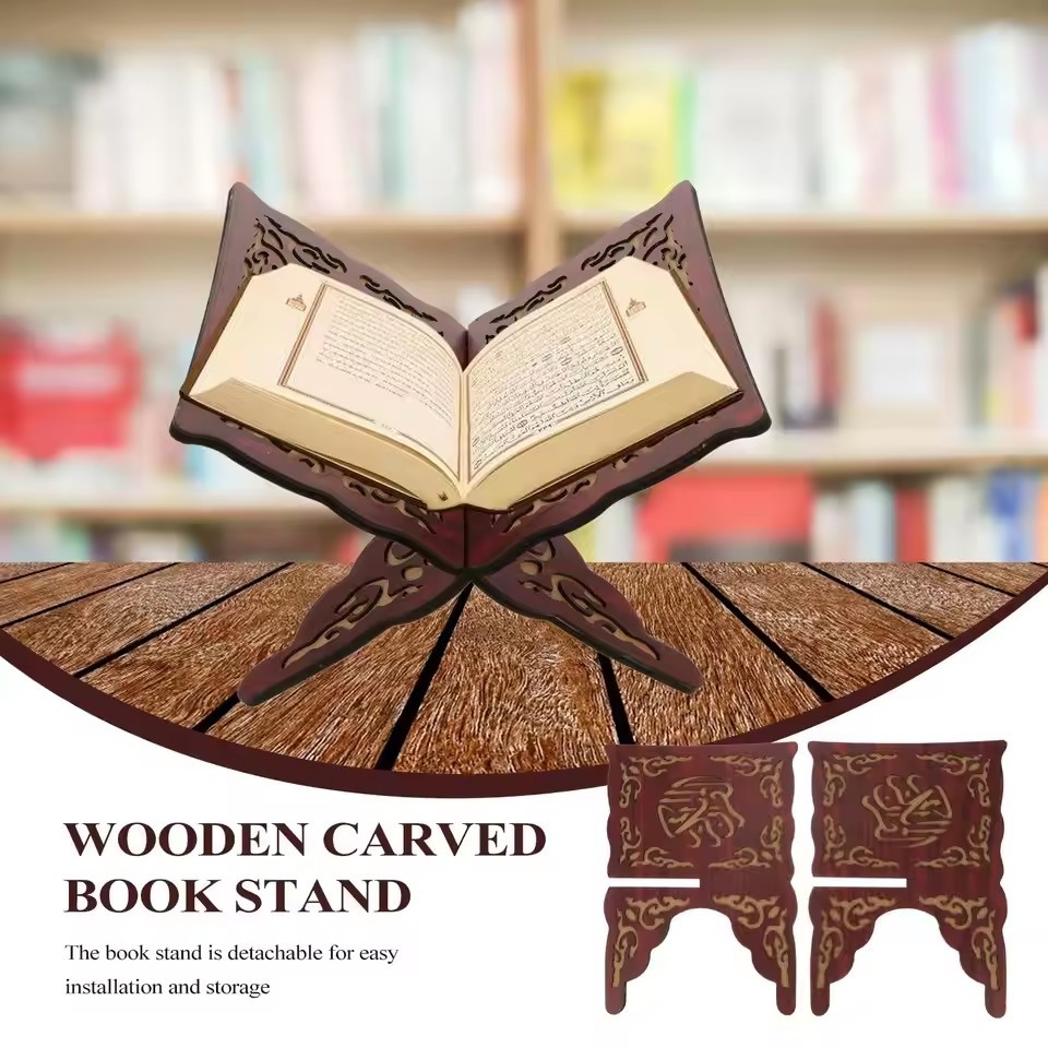 Wooden Quran Stand Rehal Kayu Islamic Prayer/Reading Al-Quran Holder ...