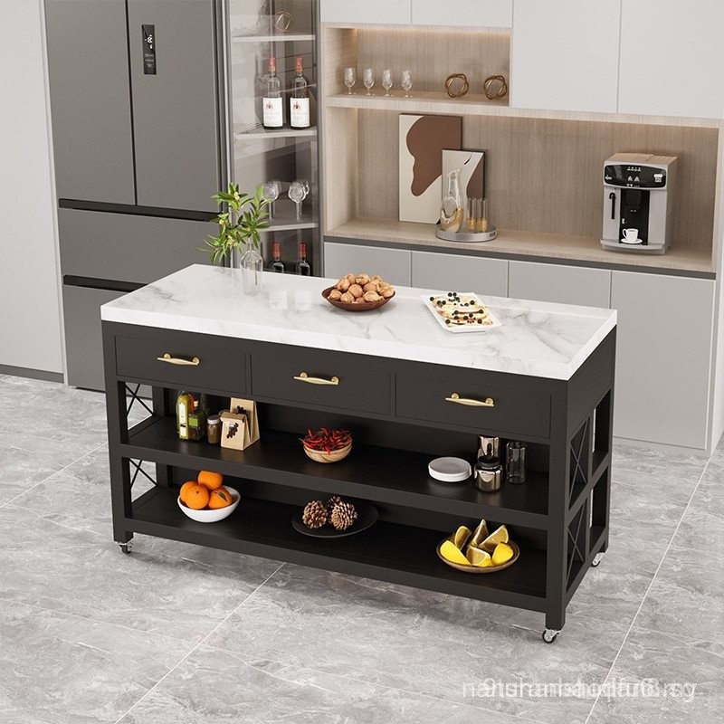Mid-Kitchen Island Kitchen Open Marble Sideboard Cabinet Integrated ...