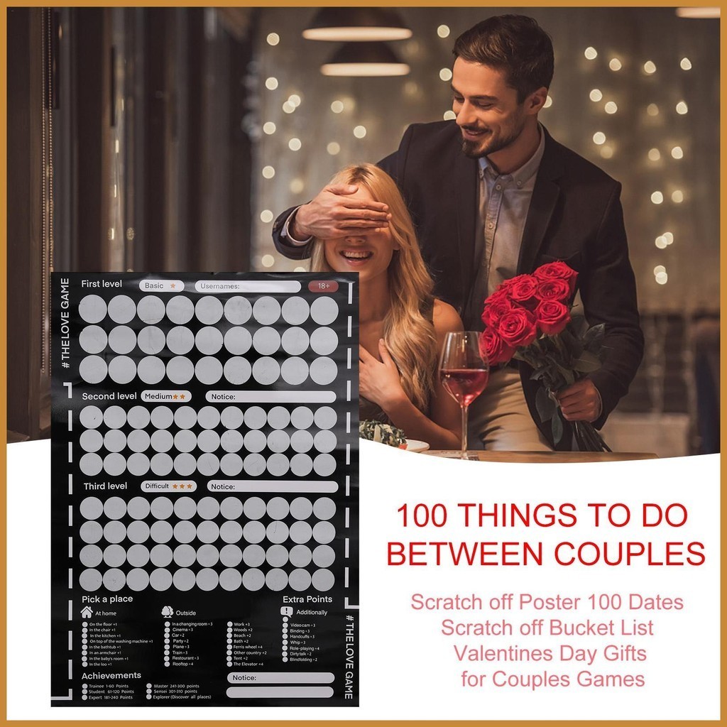 Funny 100 Dates Scratch-Off Poster For Couples Date Night Insteresting ...