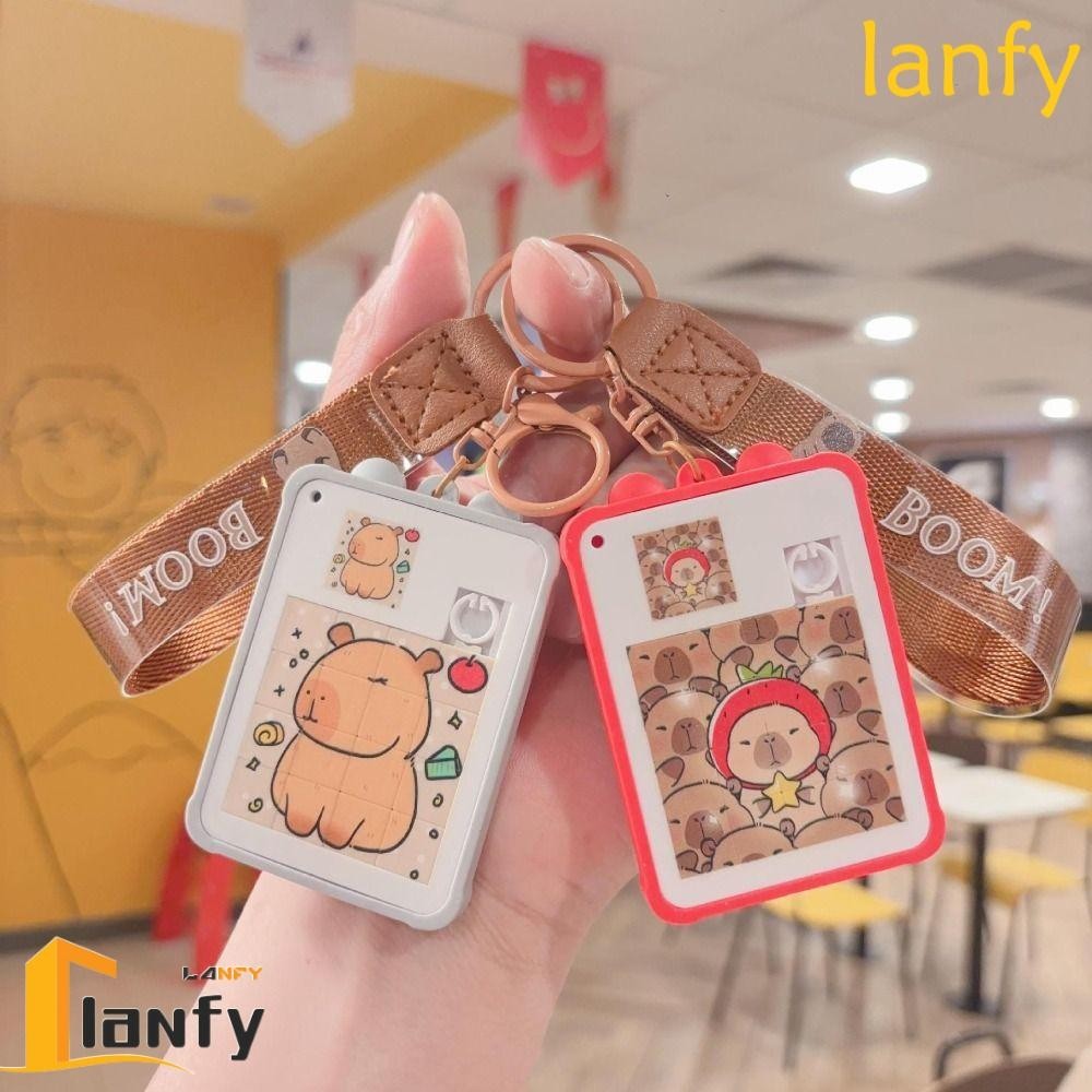 LANFY Capybara Key Chain, Huarong Road Cartoon Capibara Jigsaw Keyring ...
