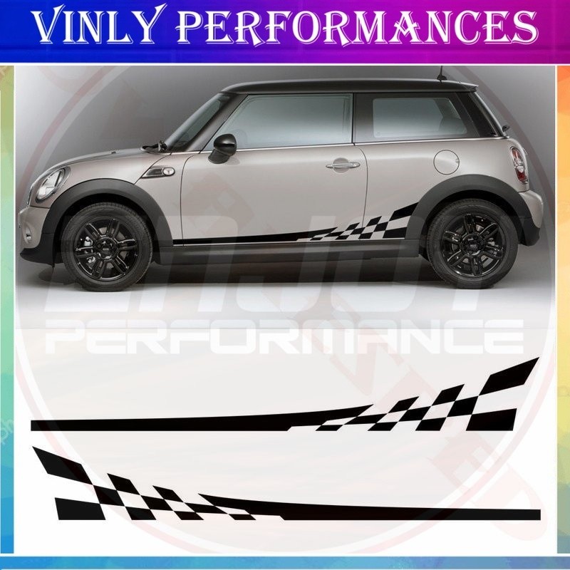 Car Styling Racing Lattice Door Side Stripes Skirt Decor Stickers For ...