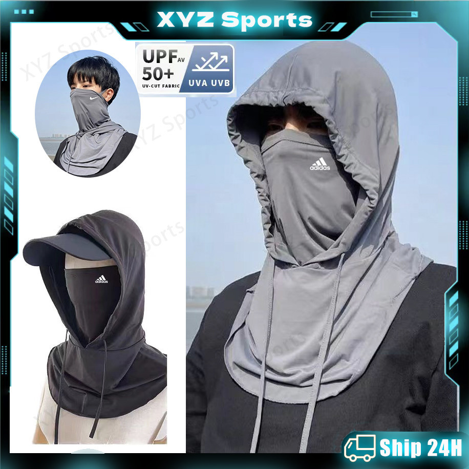 ⚡COD Full Face Mask Sunscreen Hat Drawstring Headscarf Hat Ice Silk ...