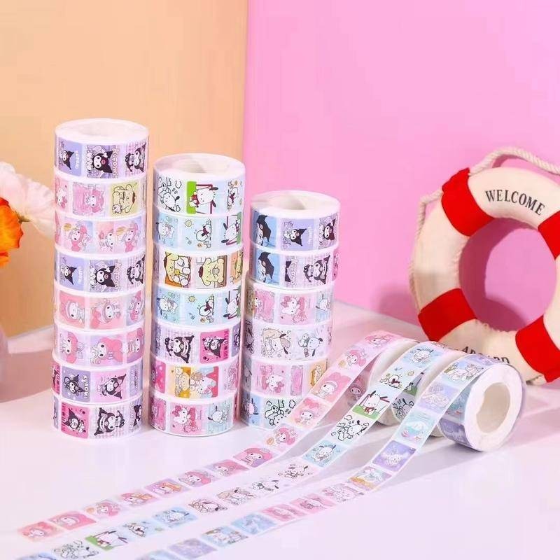 1Roll Sanrio Sticker for Kids Reward Sticker Cartoon Mymelody Kuromi ...