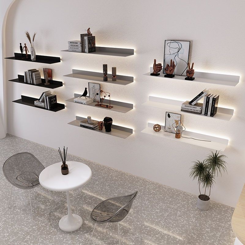 Wall Luminous Display Rack Wall Bookshelf Wall Hanging Shelf Iron Wall ...