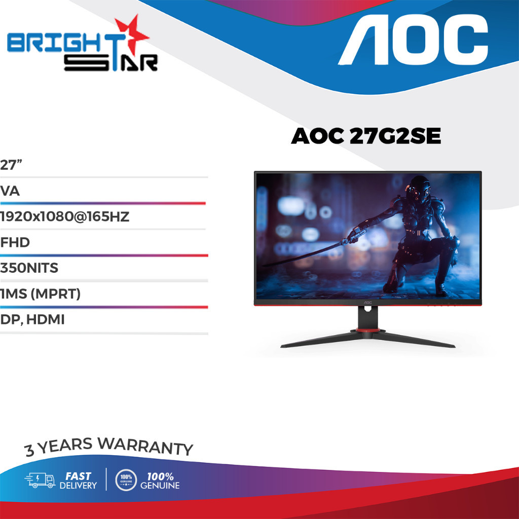 AOC 27" 27G2SE VA FHD 165HZ GAMING MONITOR | Shopee Malaysia