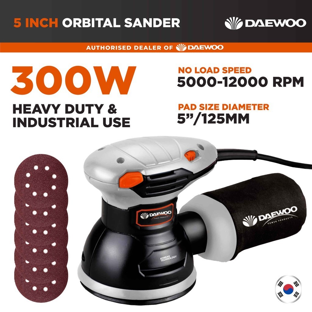 Daewoo 300W / 5" Orbital Sander | Heavy Duty & Industrial Use ...