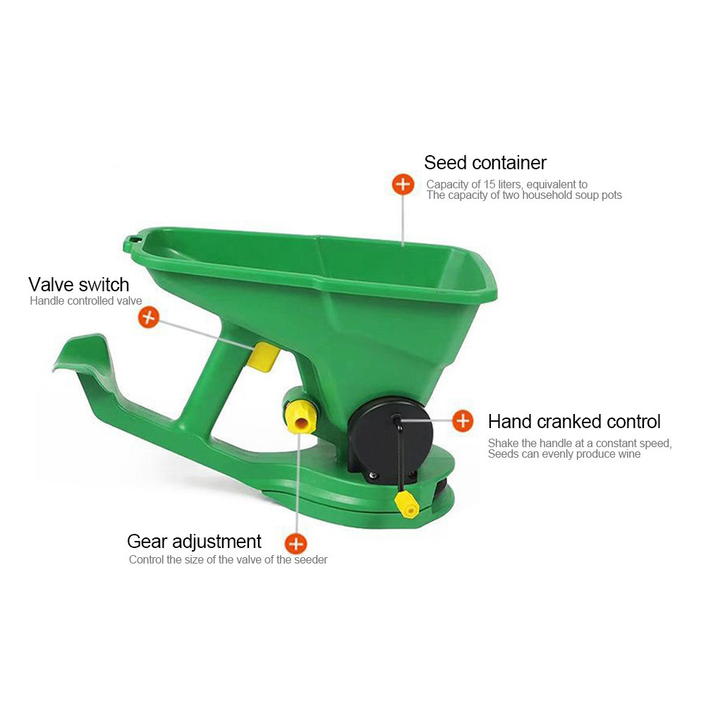 [Verne.my] 1.5L Gardener Hand Held Seed Spreader 5 Gear Manual Seeder Fertilizer Applicator ...