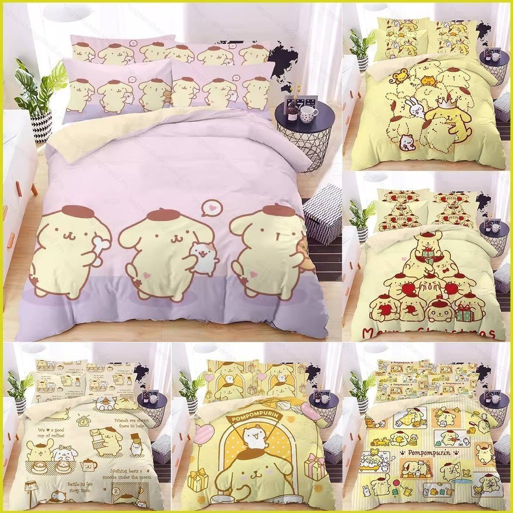 PM2 Pompompurin Suit 3IN1 Bedding Set Bed Sheet Quilt Cover Pillowcase ...