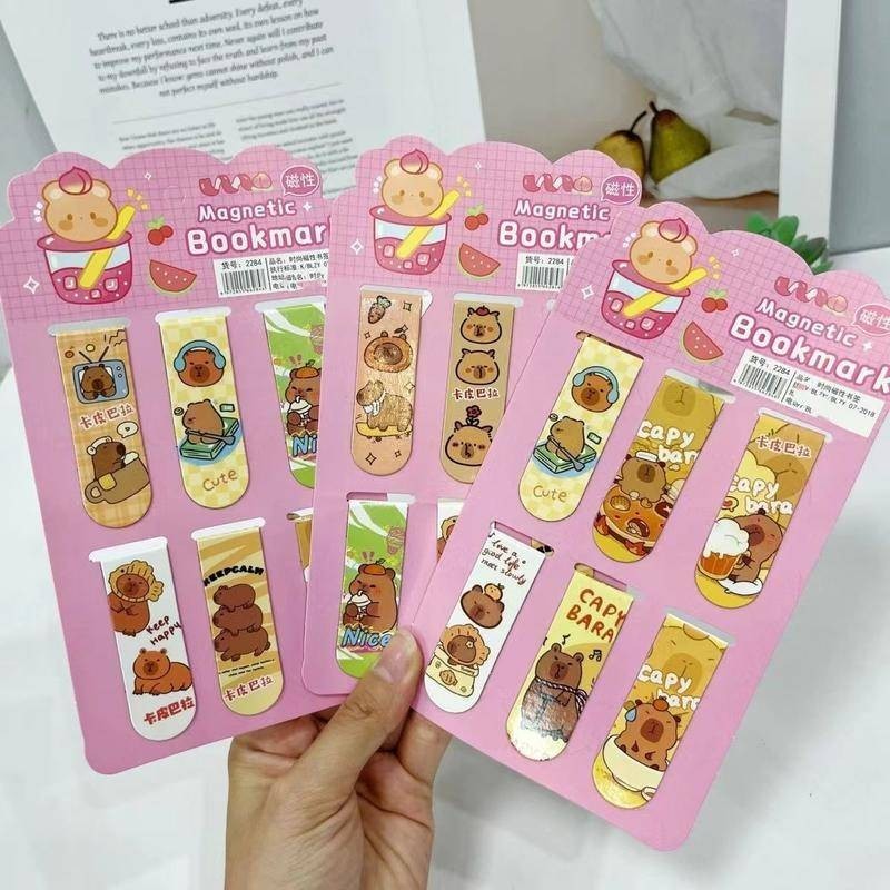 6Pcs/Set New Capybara Magnetic Bookmark Cute Cartoon Pattern Page ...