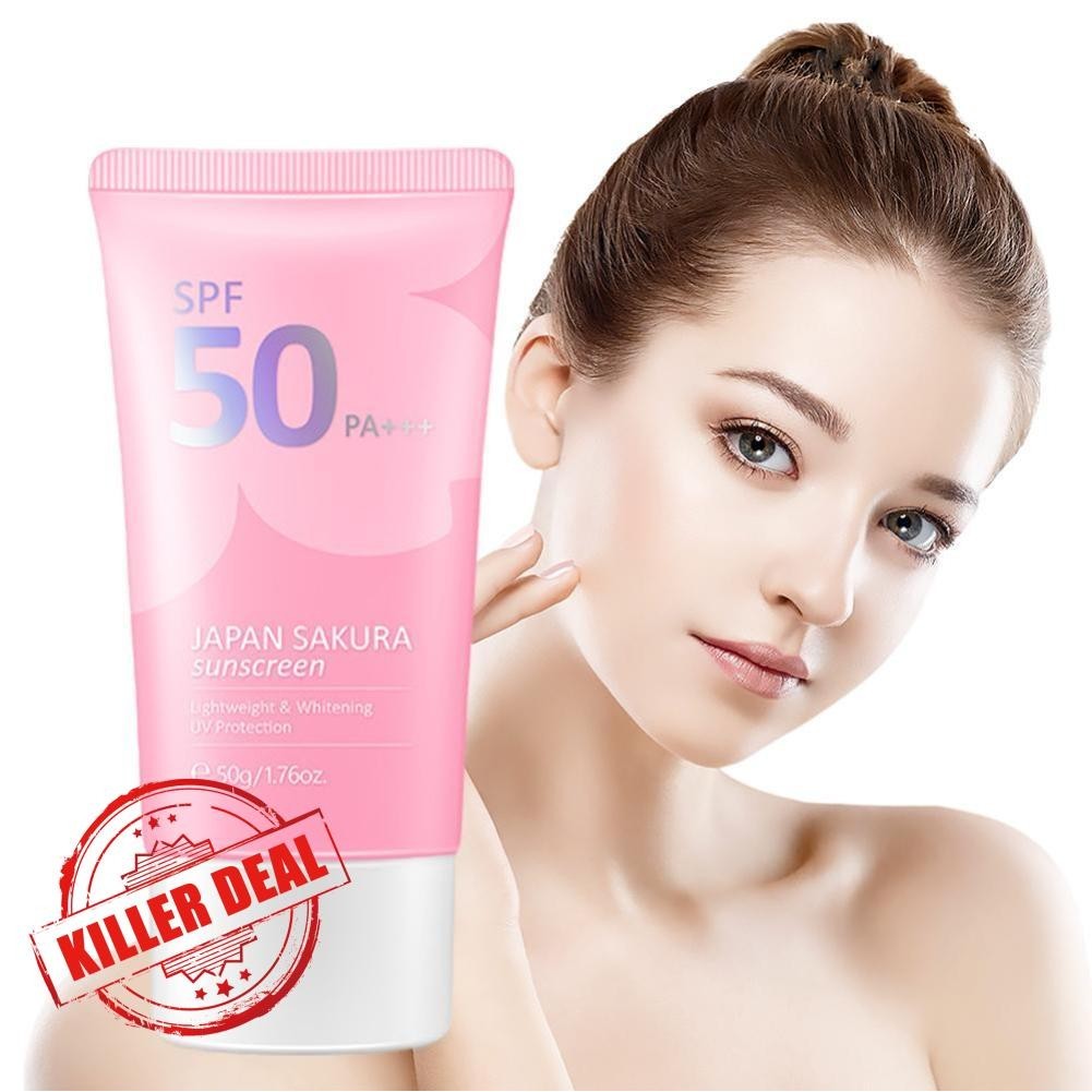Japan Sakura Face Sunscreen SPF50 Isolation Lotion Sunblock Cream Rays ...