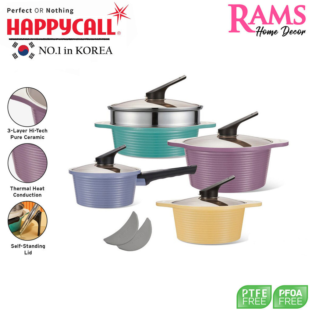 Happycall 5 Pcs Arbor Blanc Die Cast Advanced Ceramic Cookware Set ...