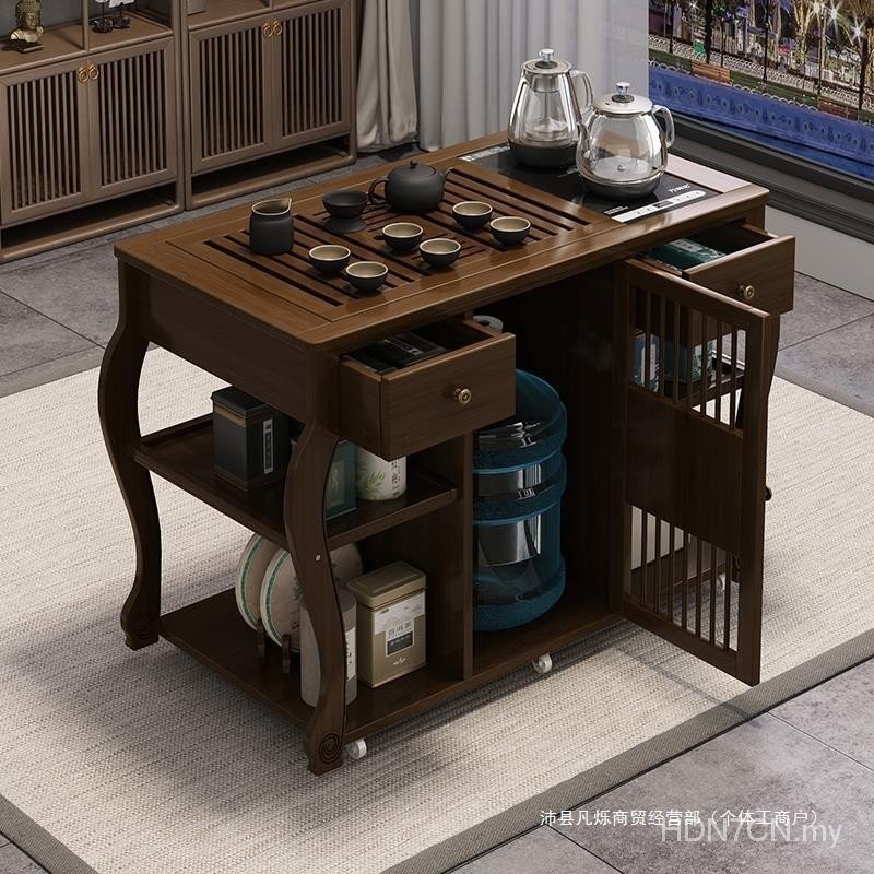Mobile Tea Table Household Balcony Solid Wood Tea Table Tea Table Tea ...