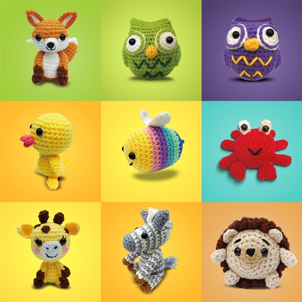 Hand Crochet Diy Animal Kit for Beginners Knitting Yarn Thread Needles ...