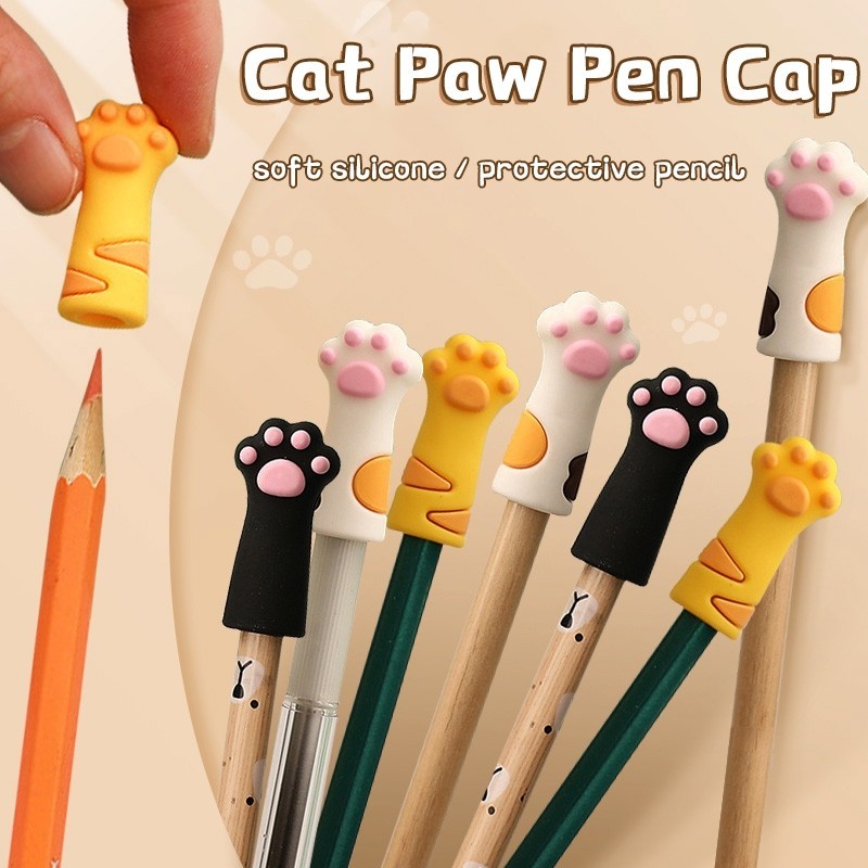 Cute Pencil Caps Cat Paw Shaped Pencil Extender Eraser Pen Cap Pen ...