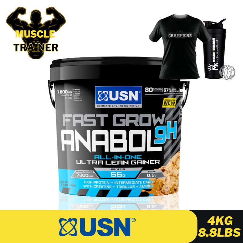 USN Fast Grow Anabolic Lean Mass Gainer Weight Gainer Mass Protein (4kg ...