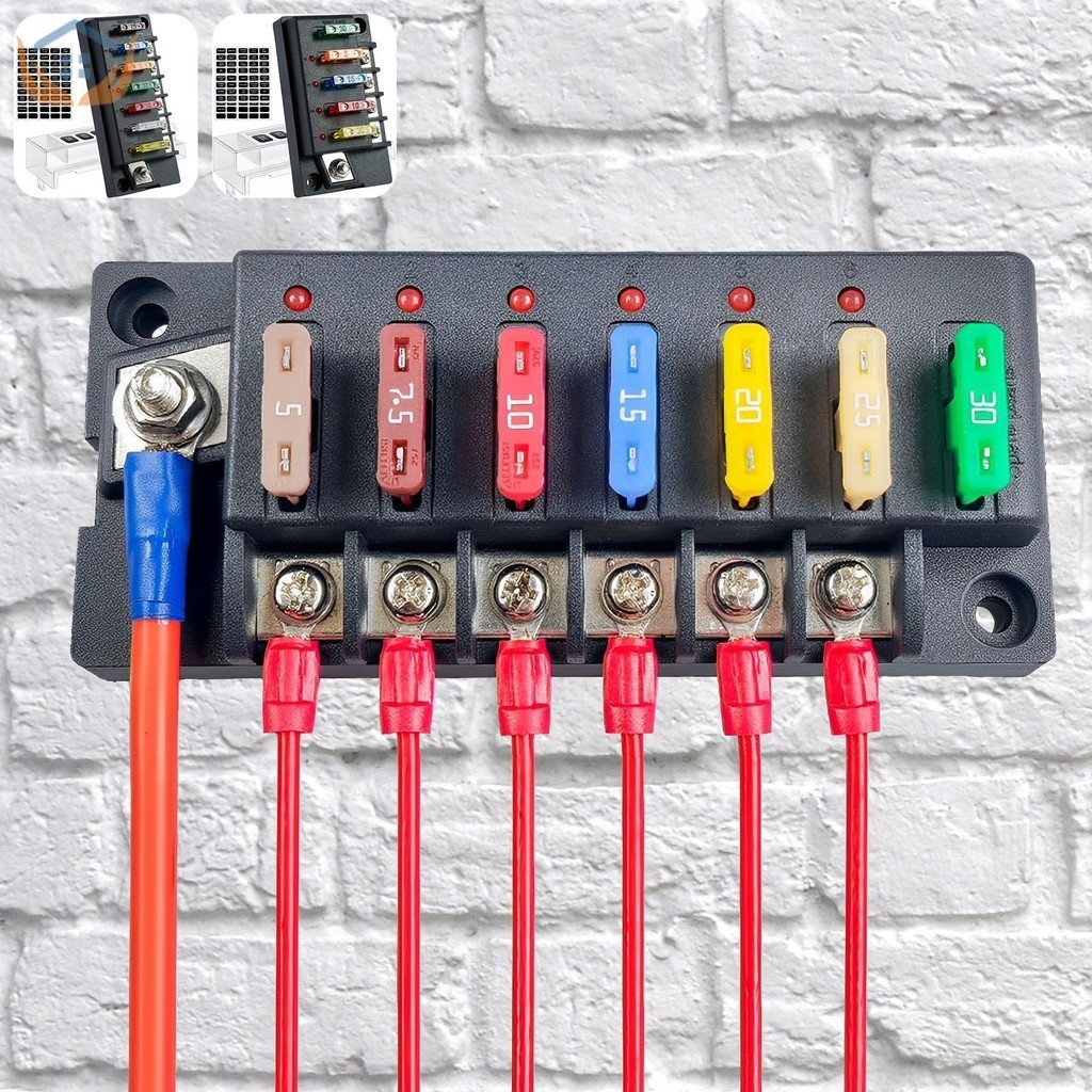 4/6 Way Fuse Block 12V Blade Fuse Box Holder with LED Indicator ...