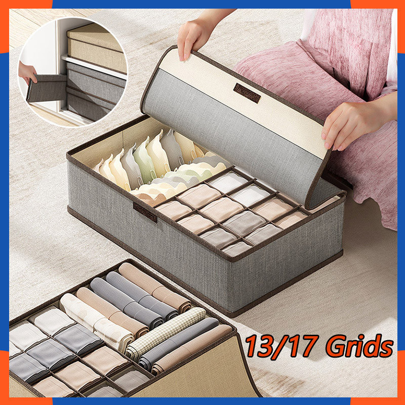 13/17 Grids Underwear Tudung Clothes Organiser Box Stackable Wardrobe ...