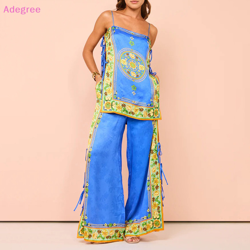 Adegree Women Two Piece Outfits Sets Summer Tube Top Pants Set Sa
