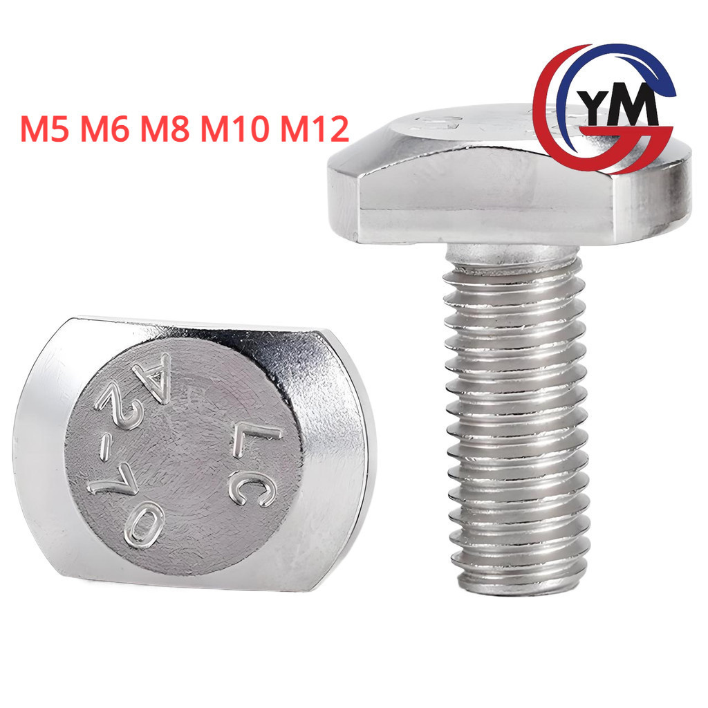 [YHM] 304 Stainless Steel T-Screw GB37 Mold Slot Bolt T-Shaped Plate Screw M5M6M8M10M12 | Shopee ...
