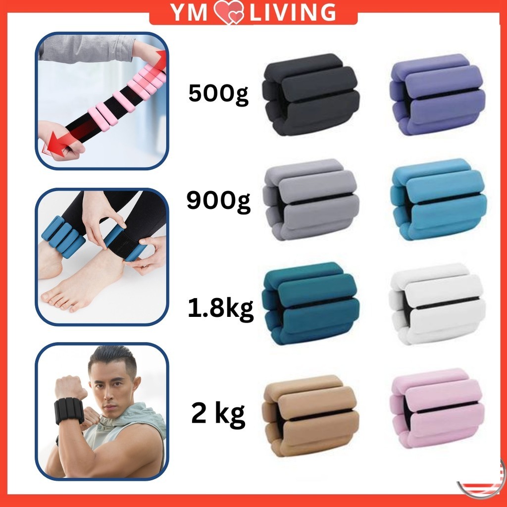1 Pair Adjustable Silicone Ankle Wrist Weight Soft Strap Gym Fitness ...