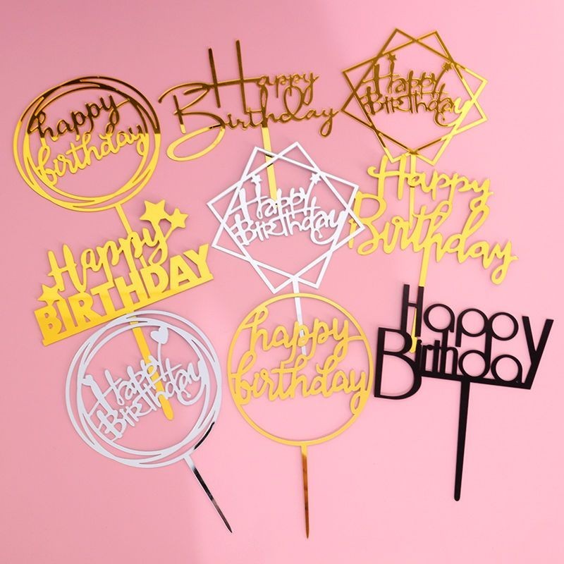 Cake Insert Card Decoration Cake Decoration Acrylic Happy Birthday Card ...