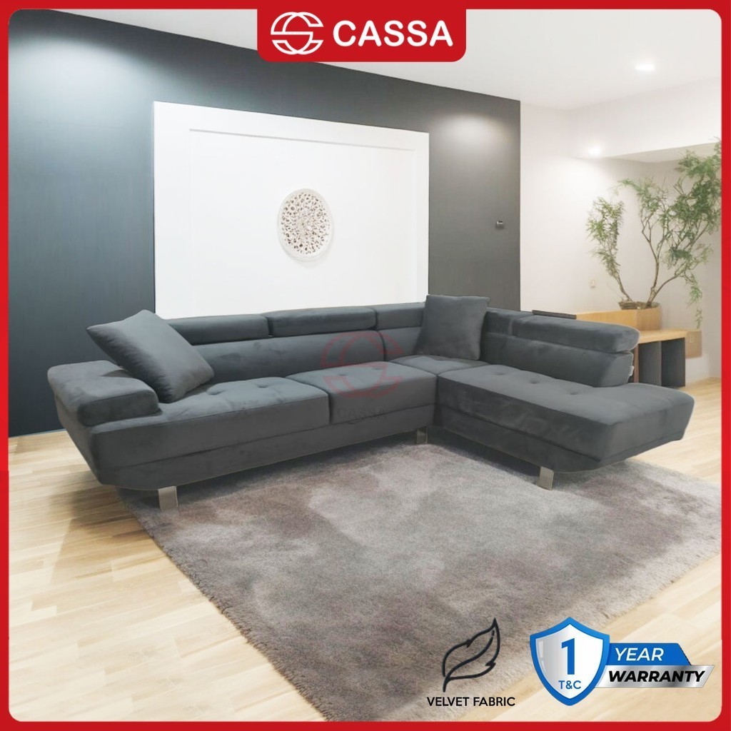 Cassa Voxy L-Shape Corner Sofa Linen Fabric Modern Home Living Room Furniture | Shopee Malaysia