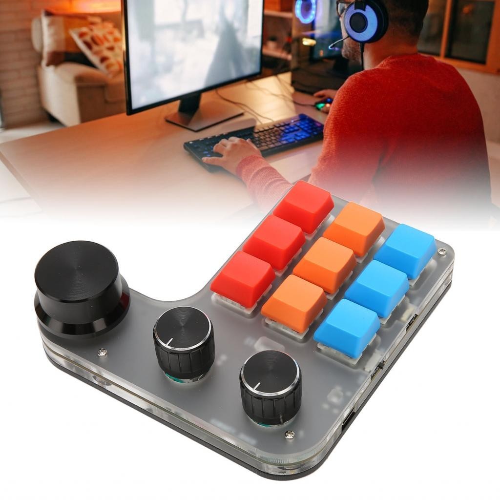 Maib Mini Custom Keypad 9 Keys 3 Knobs Programmable RGB Backlit Programming Macro Fit for ...
