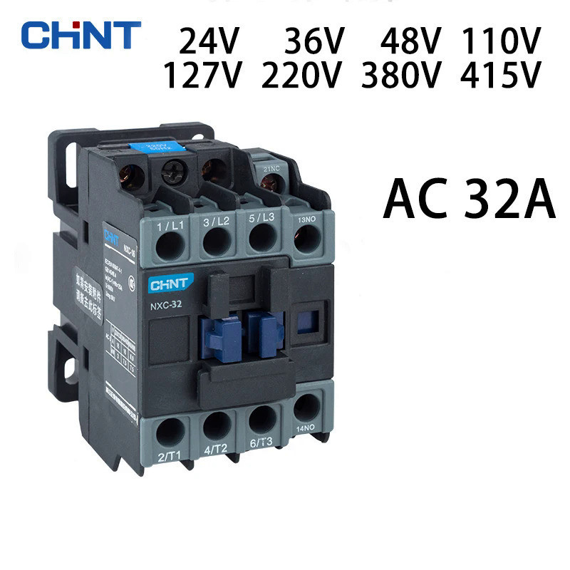 CHINT NXC-32 NXC-25 contactor 50HZ 32A AC 24V 36V 48V 110V 127V 220V 380V 415V Can be equipped ...