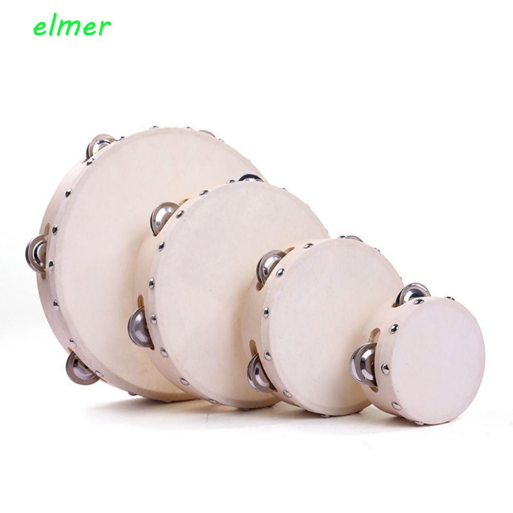 ELMER Hand Tambourine, 4/6/7/8/10inch Sheepskin Drum Skin Tambourine, Hand Held Grum Wooden ...