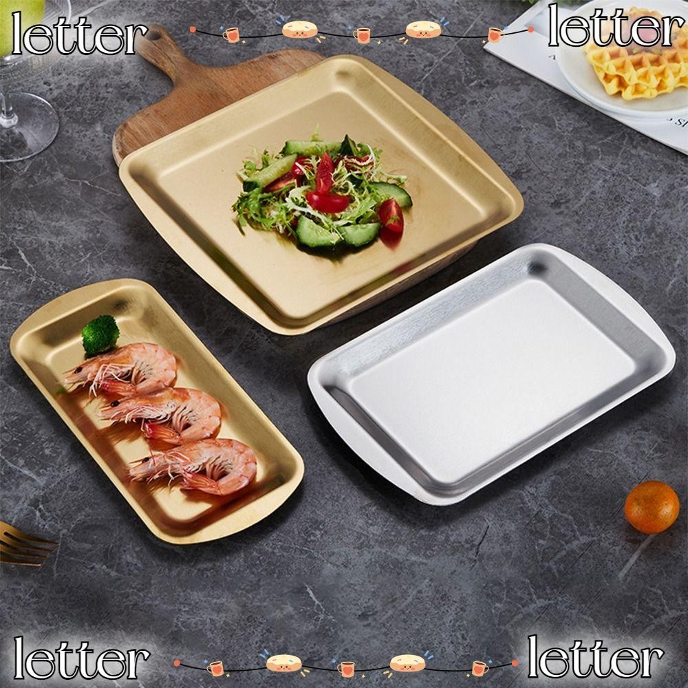 LETTER Flat Tray, Rectangle Stainless Steel Barbecue Plate, Korean ...