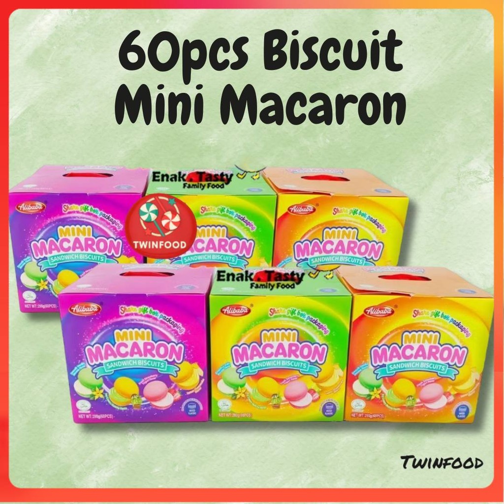 60pcs Ali Mini Macaron Sandwich Biscuits Vanilla Mousse / Matcha ...