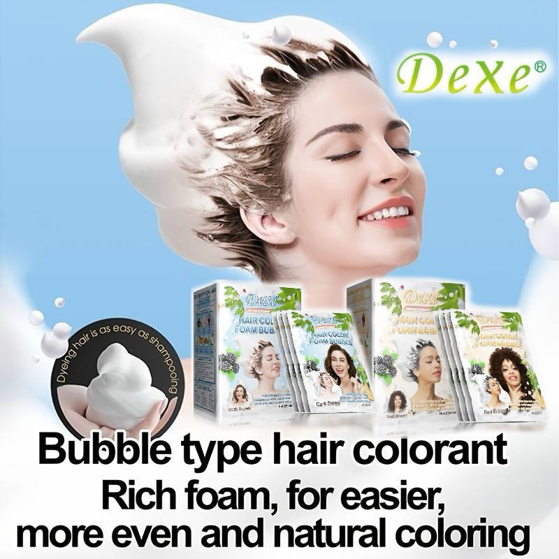 Dexe hair color shampoo no harm to skin shiny the hair | Shopee Malaysia