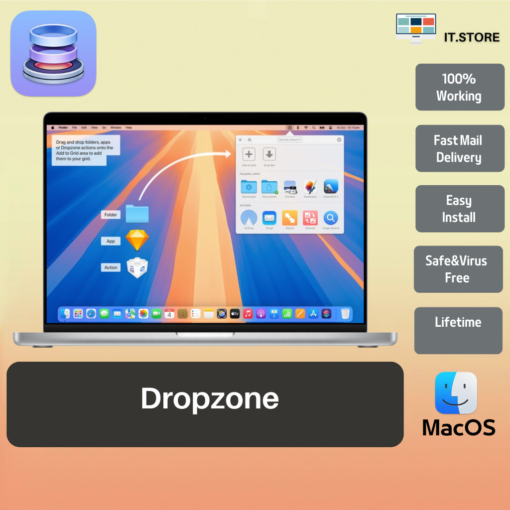 Dropzone MacOS – Easy drag-and-drop utility for file management, uploads & quick actions ...